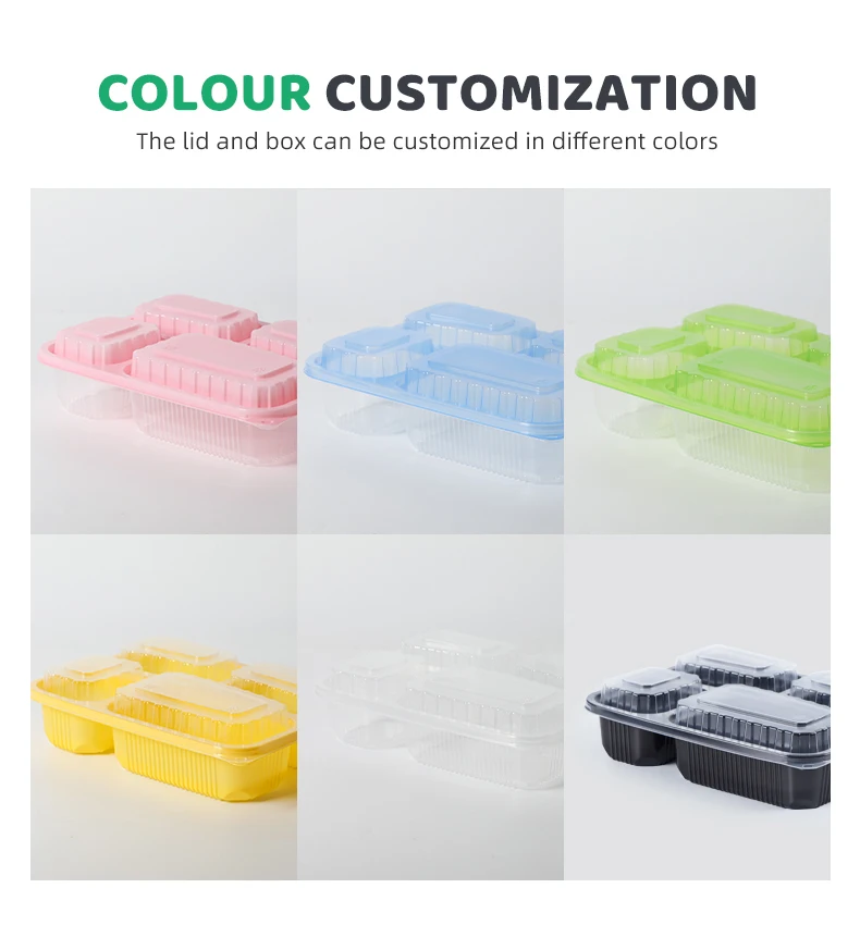 Disposable 3 Compartment Lunch Take Away Box - Black Plastic