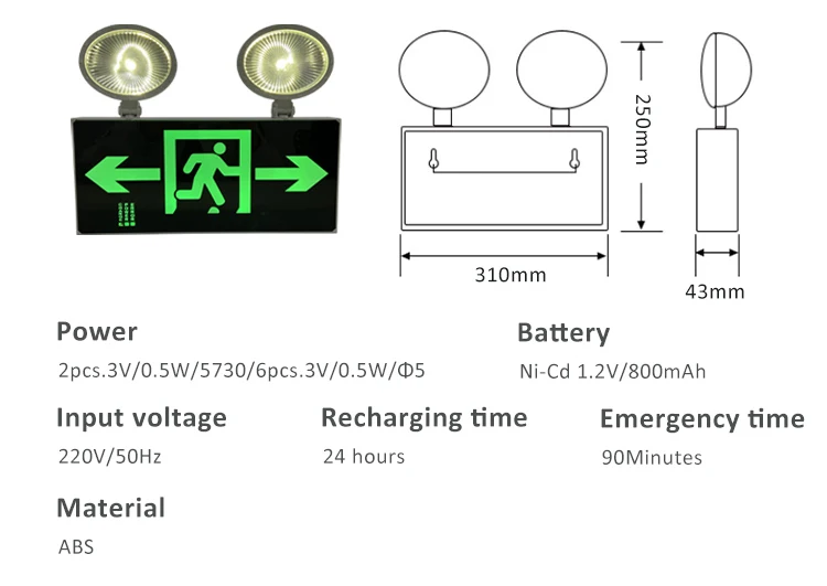 Safety Evacuation Indicator Acrylic LED Emergency Exit Lighting Sign ...