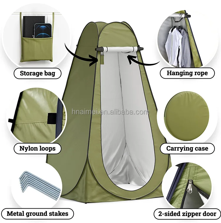 Easy Set up Foldable Solar Shower Tent Kit for Outdoor Camping