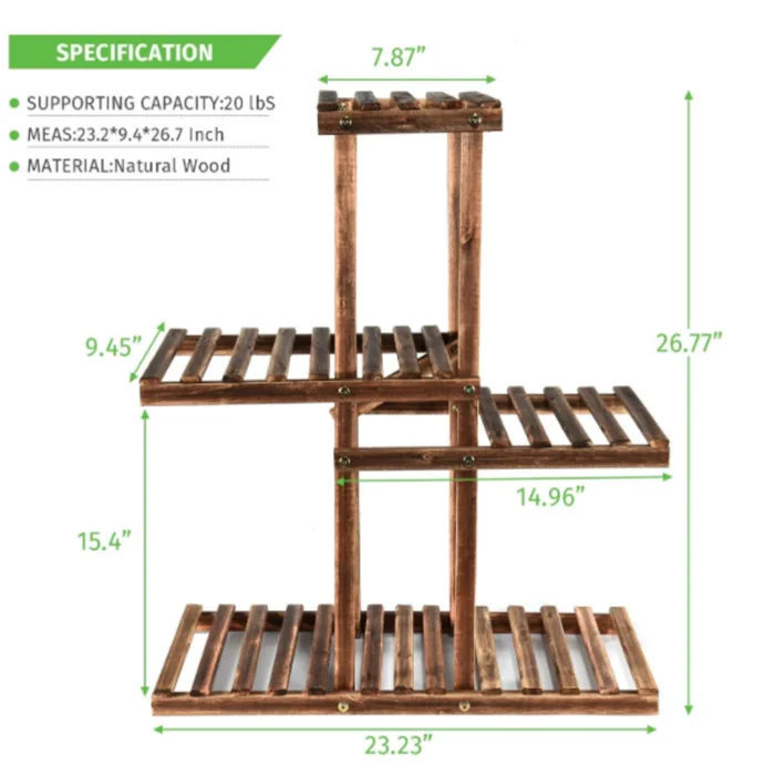 Living Room 5 Tier Leaning Decorative Shelves For Display Wood Display ...
