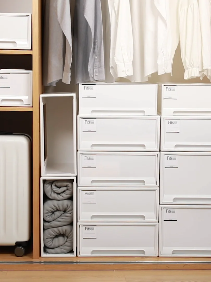 Tenma Plastic White Expandable Wardrobe Stackable Drawer Storage ...