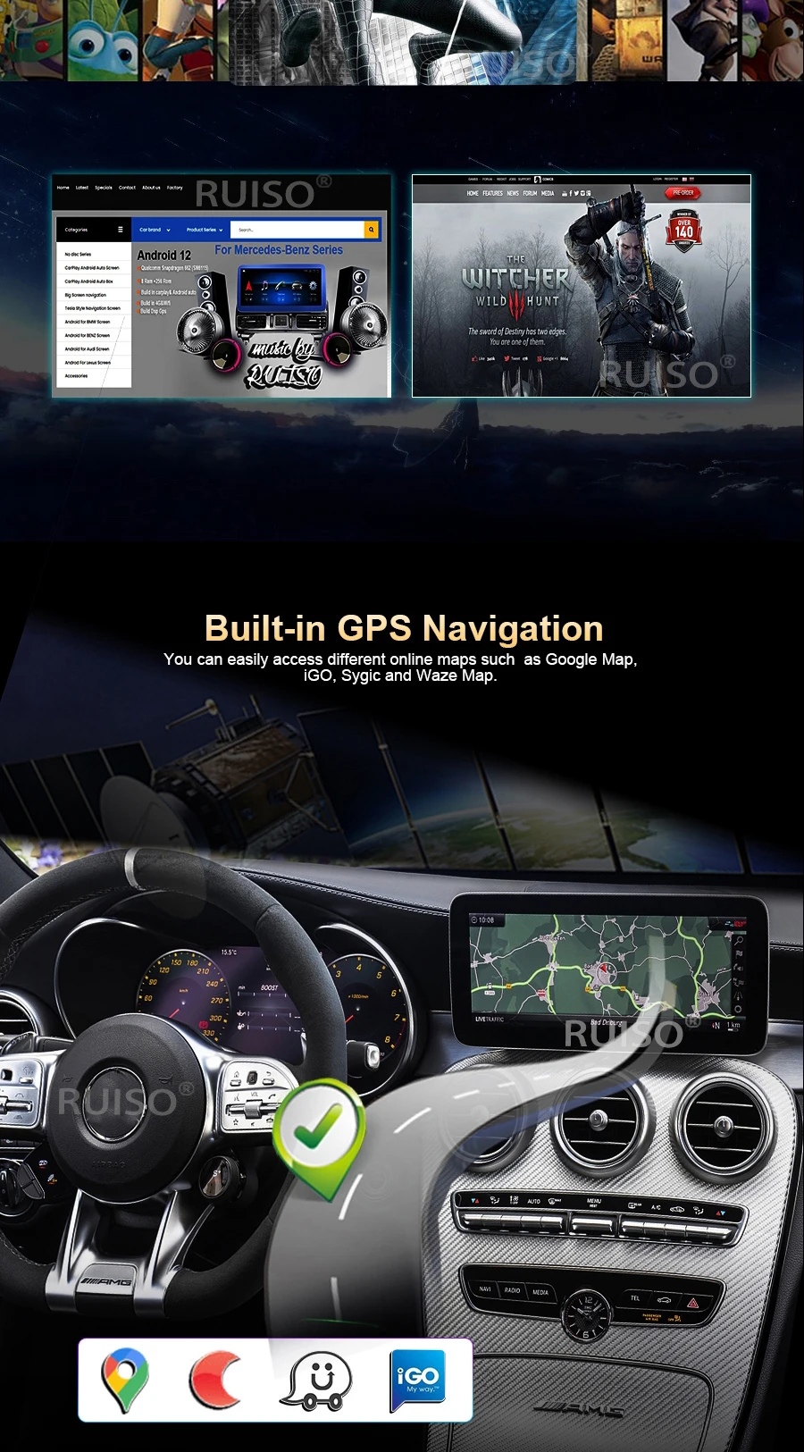 Ruiso F100 Car Radio Android Car Player For Benz C-class W204 S204 C180 ...