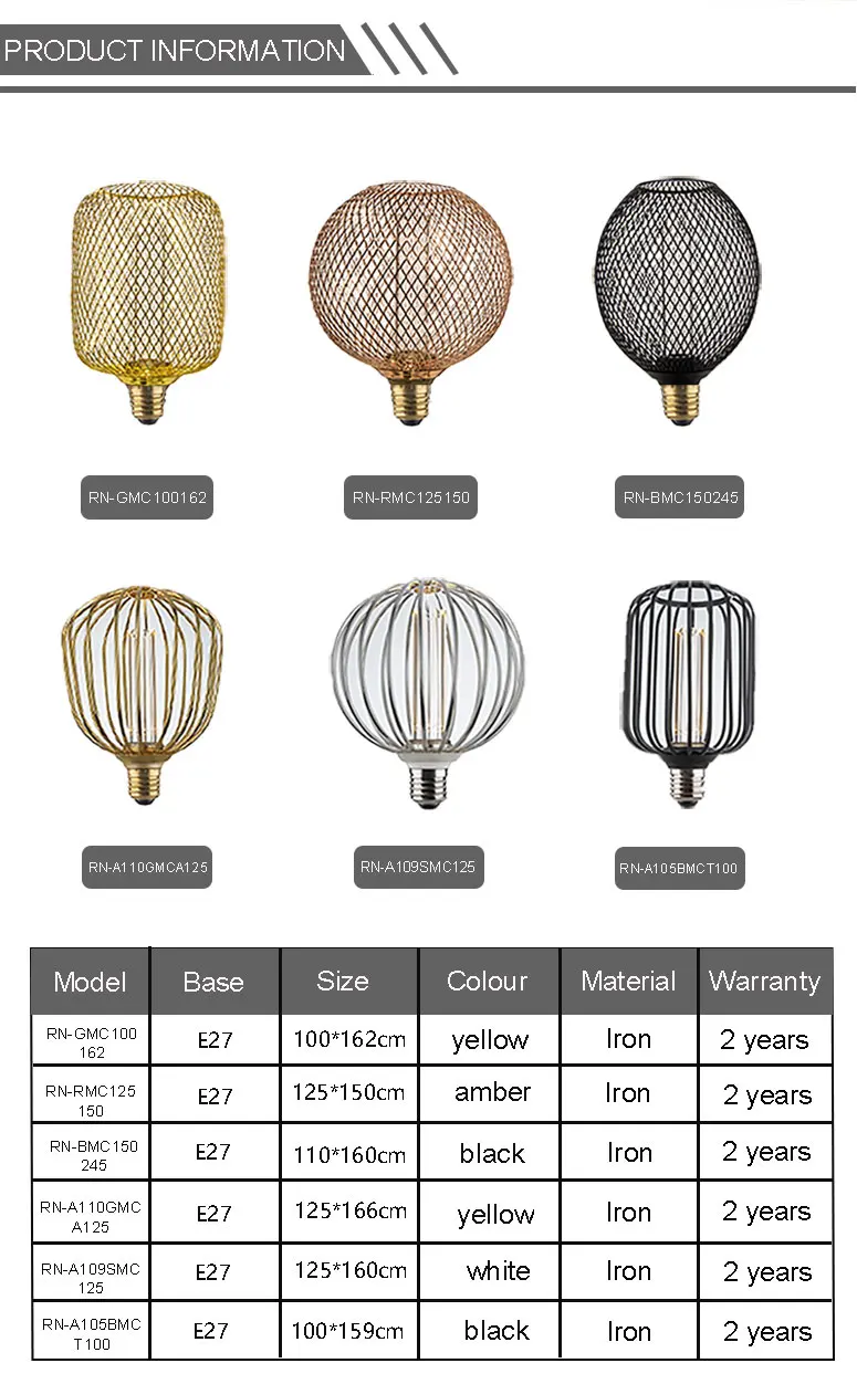 Retro Vintage Metal Custom Light Bulb Decorative Lighting Bulb E27 ...