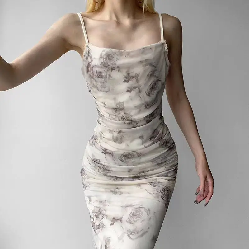 Custom Lady Pleated Slit Nite Dress Sexy White Party Dresses Women Silk Nightdress Long Formal