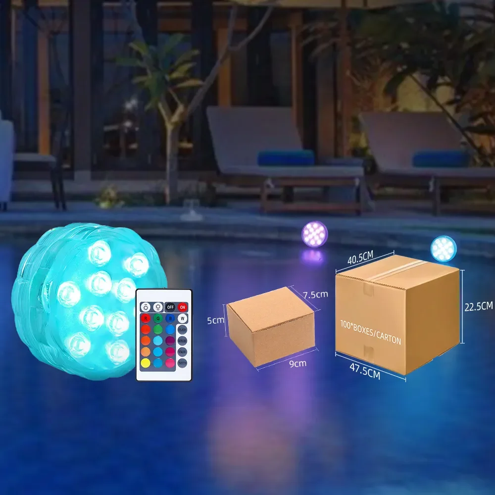 16 Colors Battery Operated Pool Lights Underwater Waterproof Led For ...