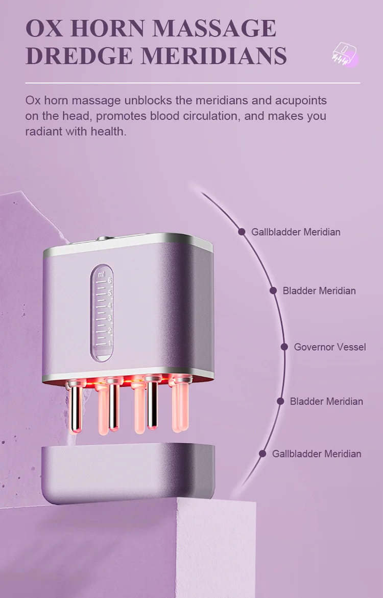 Electric Scalp Massager And Hair Oil Applicator Red Light Ox Horn Comb ...