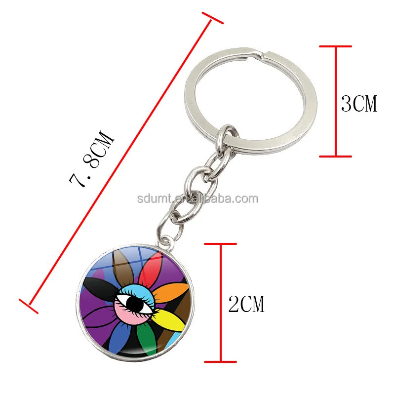 Seven-color Key Chain Pendant Time Gem Rainbow Eyes Sunflower Pendant ...