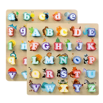 Wooden Alphabet Puzzle Board Letter Number Learn Abc Children Early ...
