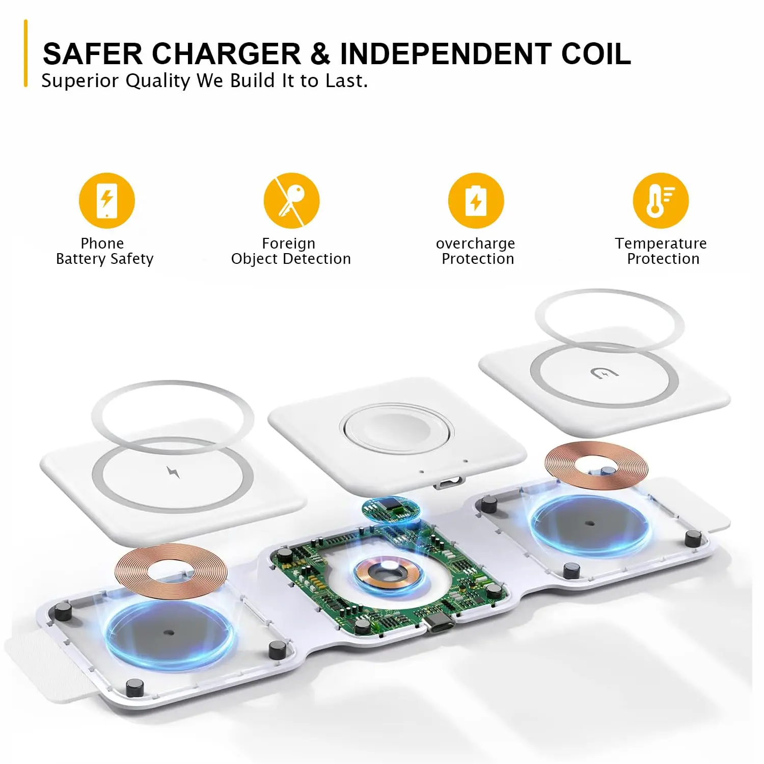 3 in 1 Wireless Charger Magnetic Foldable Charging Station Travel ...