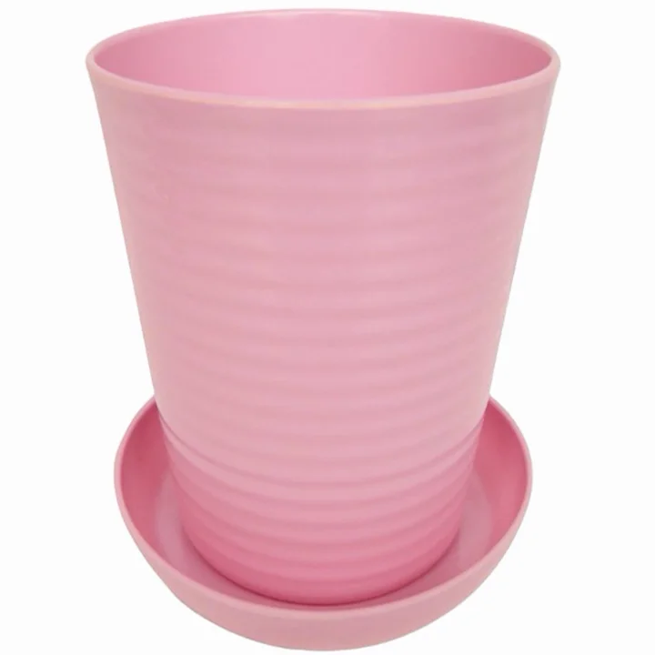 Simple Round Shape With Tray Multi Size Solid Colors Flowerpot Plastic ...