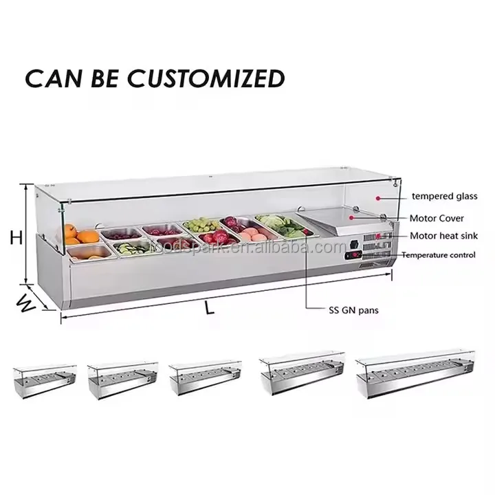 Commercial Salad Bar Counter with Stainless Steel Display and ...