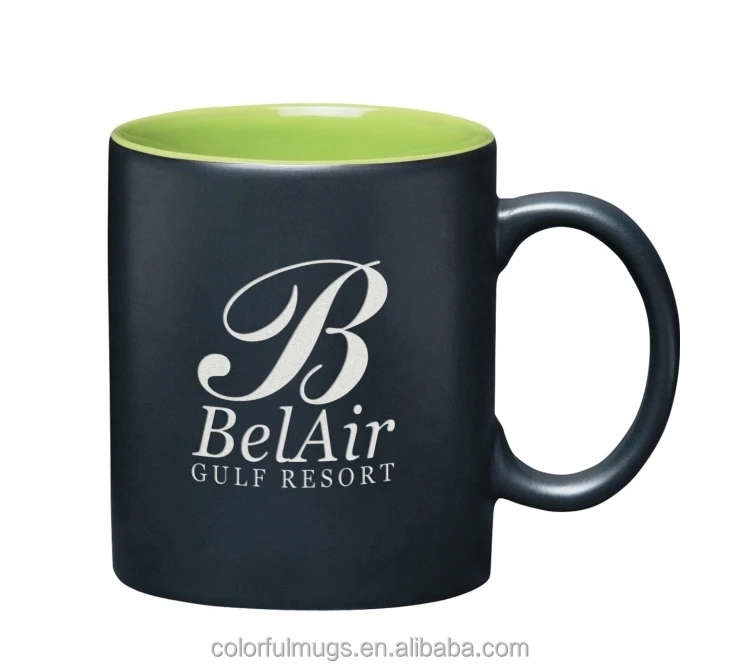 Laser Engraved Two-tone Ceramic Custom Mugs - 11 Oz. Etched Mug Inside ...