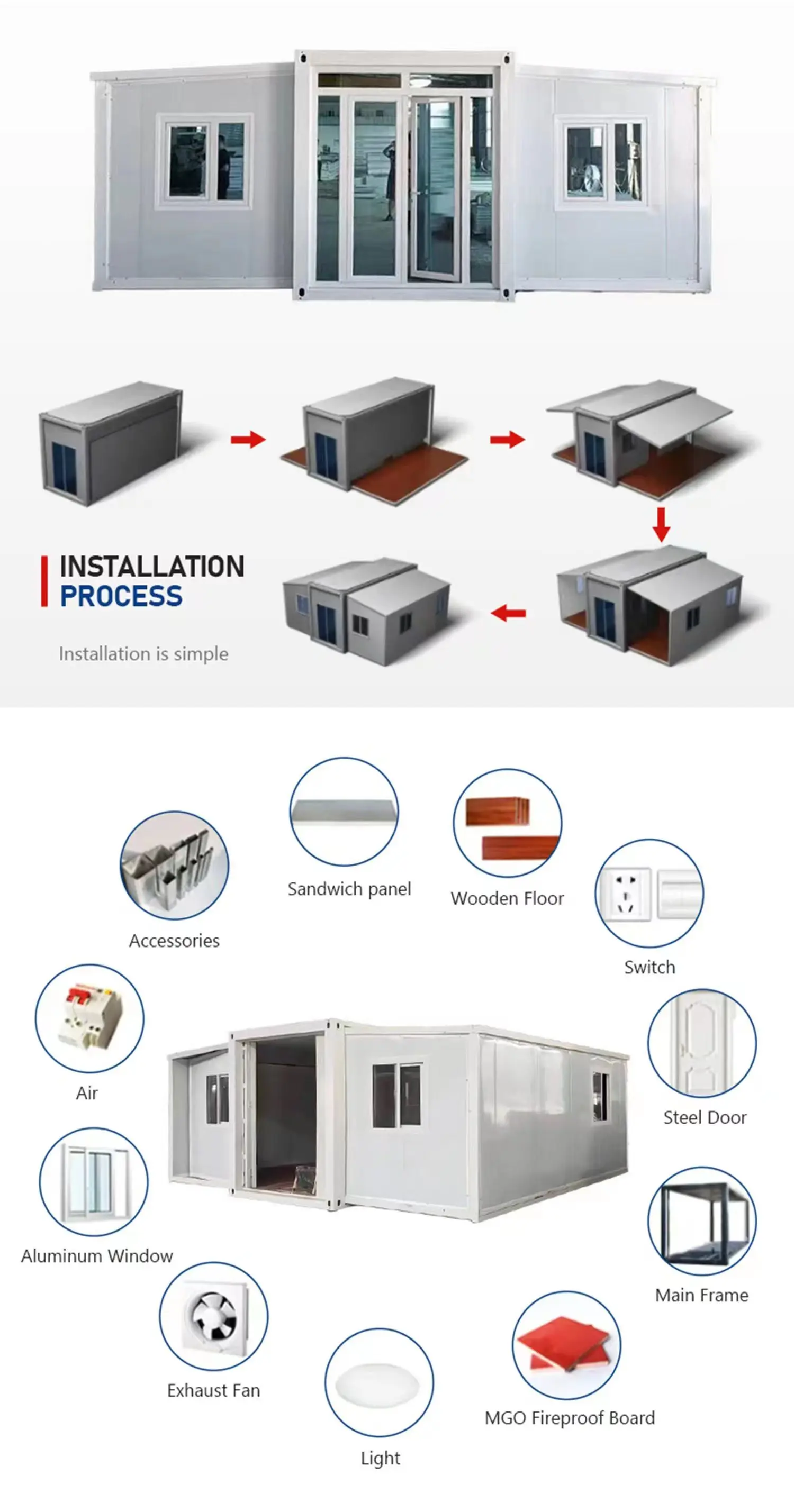 Modular 20-Prefab 40ft Fold Container House Mansion 30ft Extendable ...