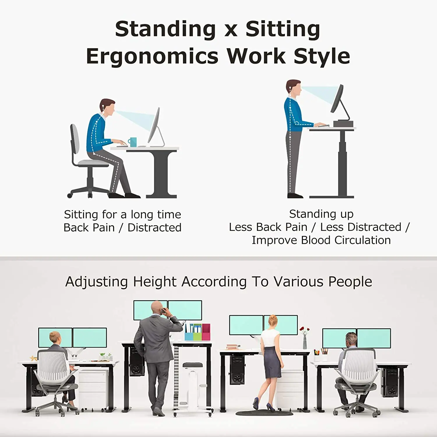 Efu-e6 Ergonomic Office Desks Creative Sit Standing Electric Height ...