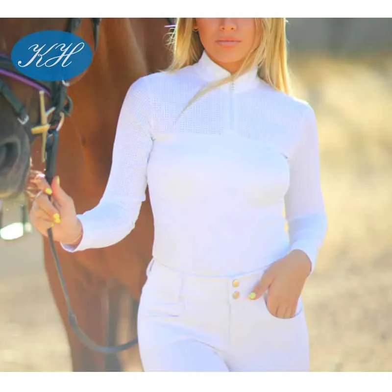 Breathable Air Mesh Equestrian Long Sleeve Show Shirt