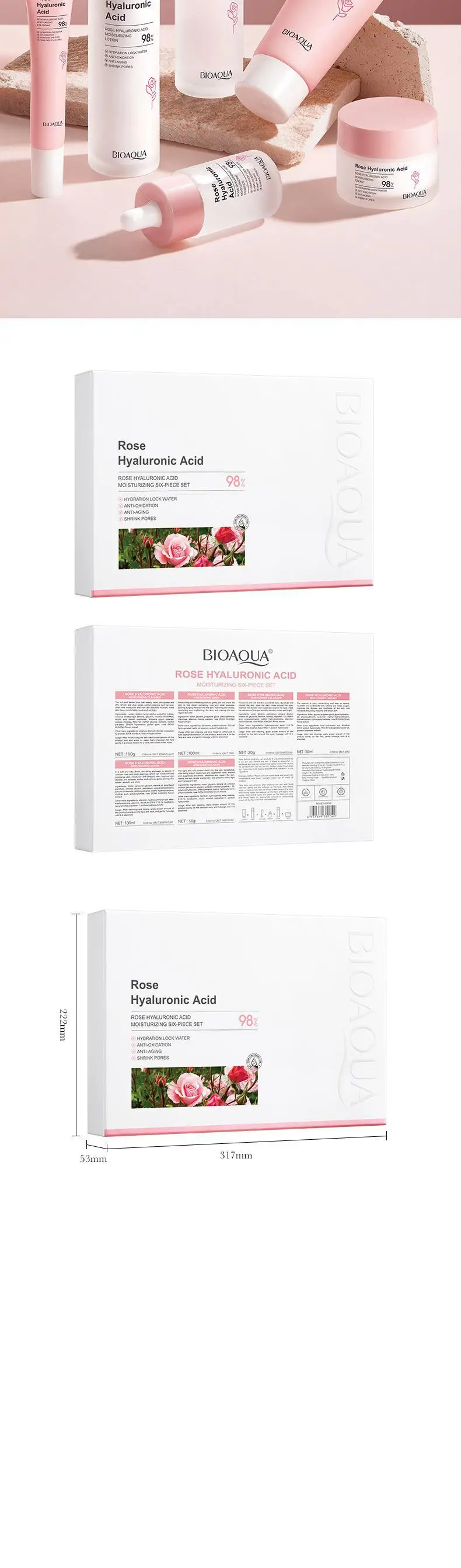BIOAQUA Rose Hyaluronic Acid Moisturizing Repairing Set
