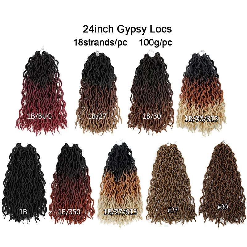 Synthetic Wavy Gypsy Locs Hair Nu Soft Faux Locs Crochet Jumbo Crotchet ...