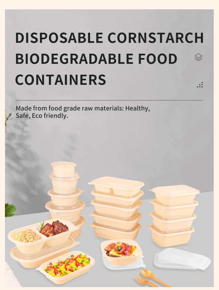 Safe Eco Friendly Degradable Packaging Boxes Corn Starch Takeaway Food ...