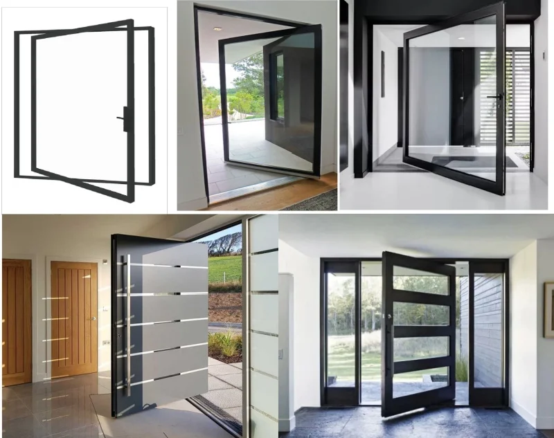 Aluminum Alloy Frame Pivot Door Luxury Design Entrance Glass Exterior ...