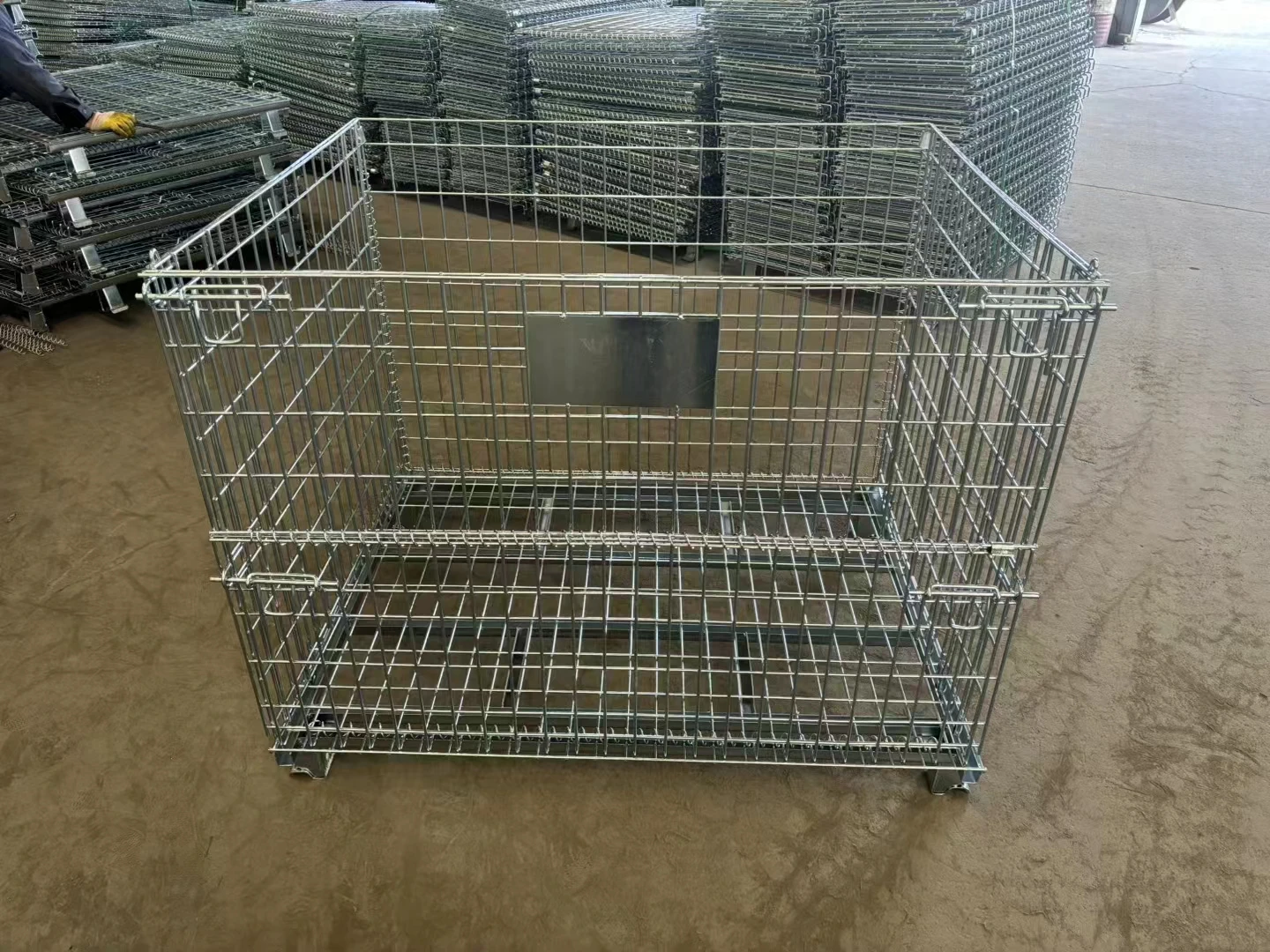 Wire Mesh Container Galvanized Steel Foldable Wire Mesh Rolling Cage ...