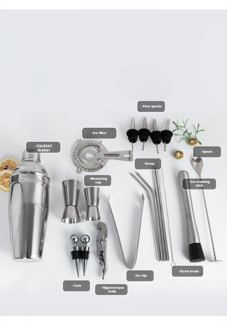 Home 20-Piece Boston Stainless Steel Bartender Kit with Acrylic Stand ...