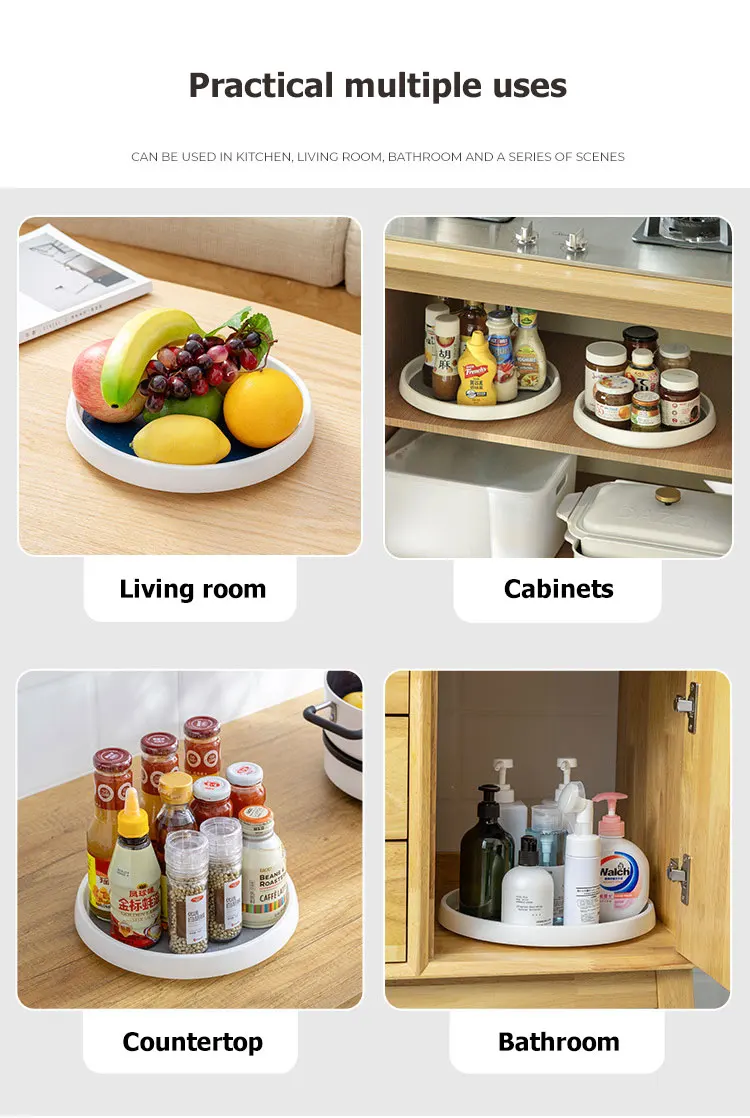 Spice Rack Rotating Turntable Non Skid Turntable Round Storage ...