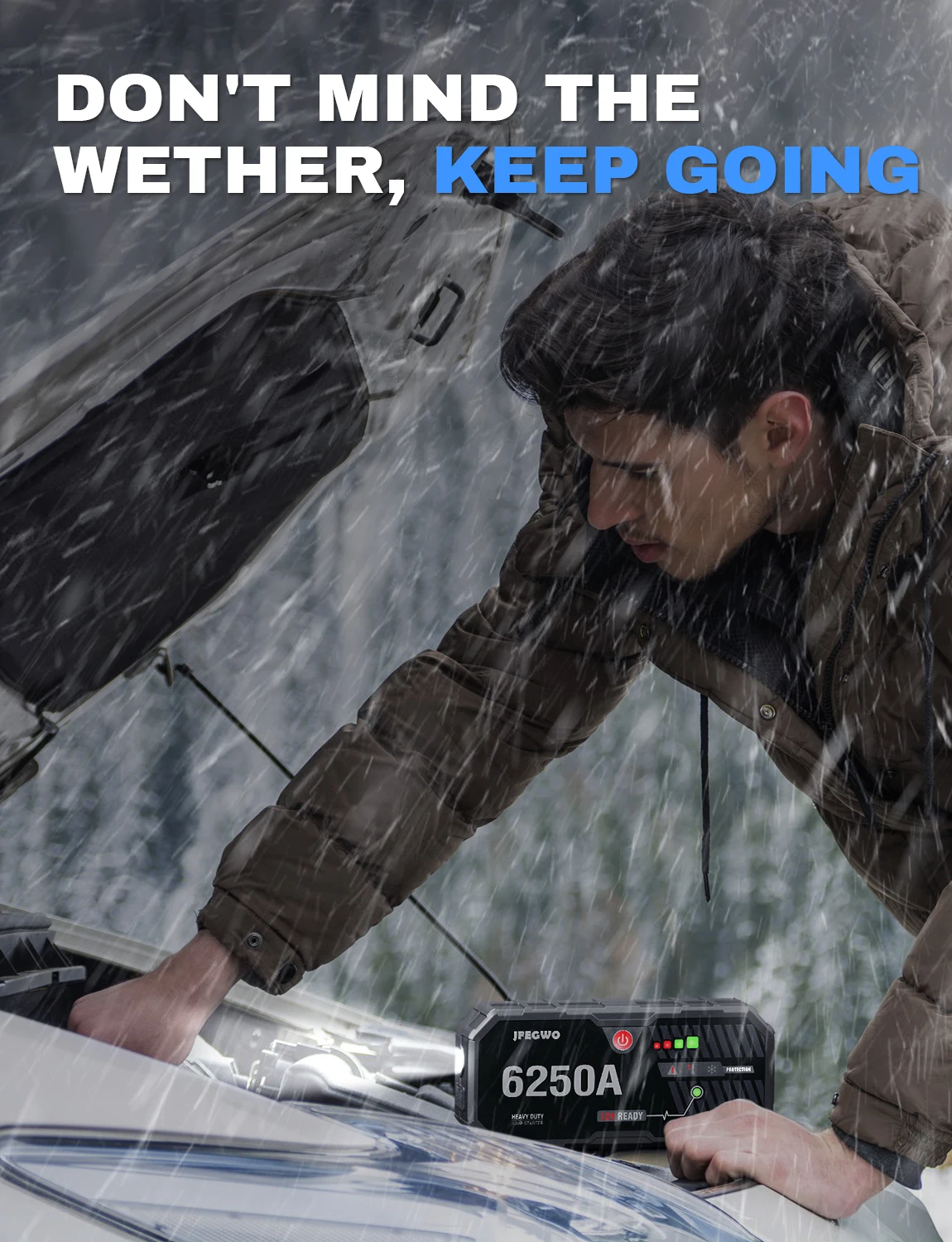 6250a Powerful Emergency Car Jump Starter Kit Car Battery Charger ...