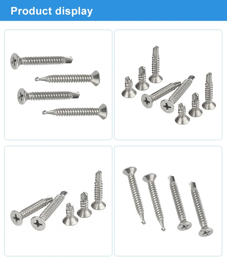 Din7504p Cross Countersunk Head Drilling Screws 304 Stainless Steel Phillips Flat Head Drill ...