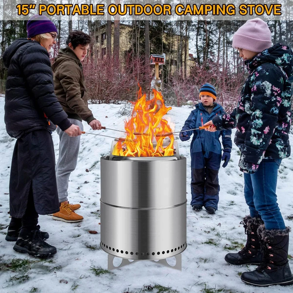 Factory Large Cast Iron Bonfire Camping 15.7 Inch Smokeless Clean ...