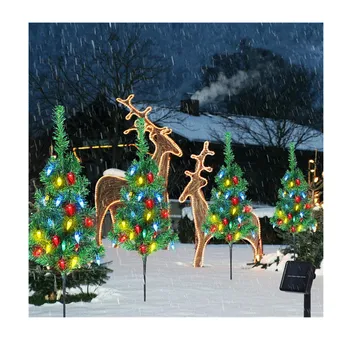 Small Solar Christmas Tree Stake Lights Decorative Outdoor With Led ...