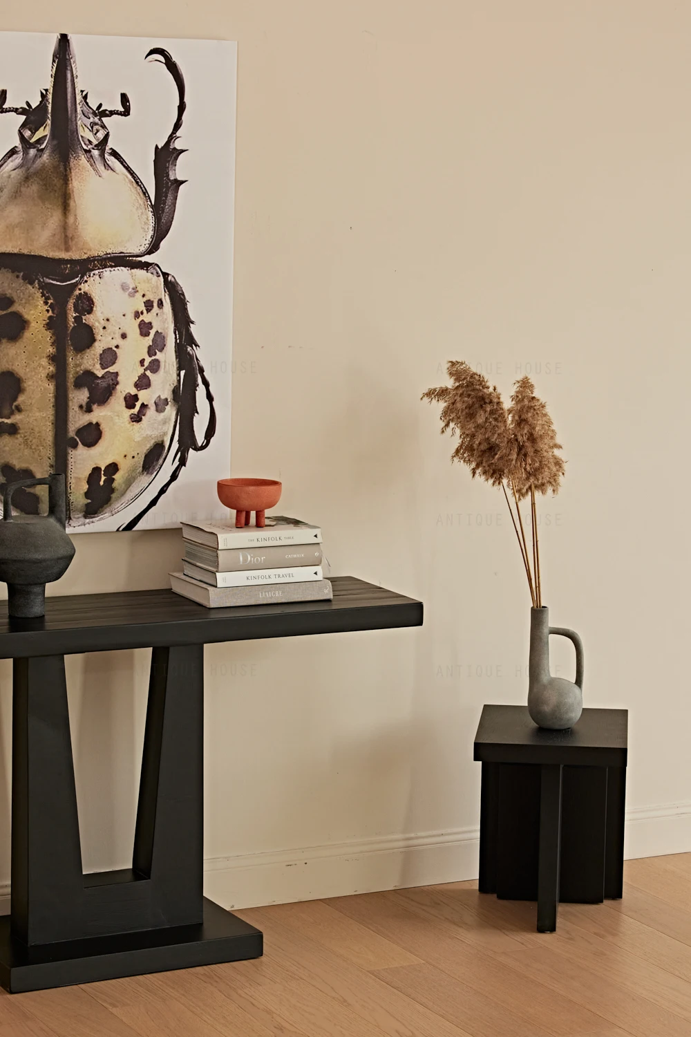 Japandi Living Room Furniture - Recycled Pine Wood Console Table