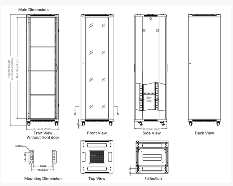 Ningbo 18u 22u 27u 32u 37u Outdoor Data Center Smart Rack