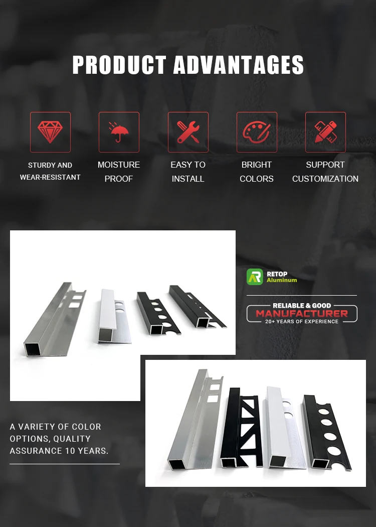 Anodized Gold Aluminium U Channel Tile Border Trim Flexible Wall ...