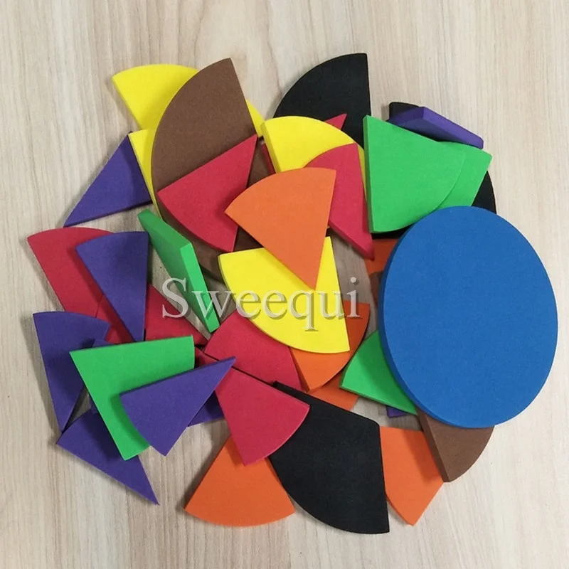 Round Fraction Disc Kit Educational Math Toy Rainbow Fraction Circles ...