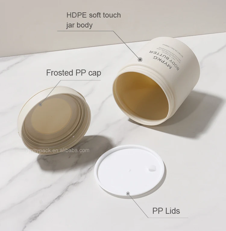 MYPACK Recycled Round Beige Soft Touch Hdpe Plastic Cosmetic Wide Mouth ...