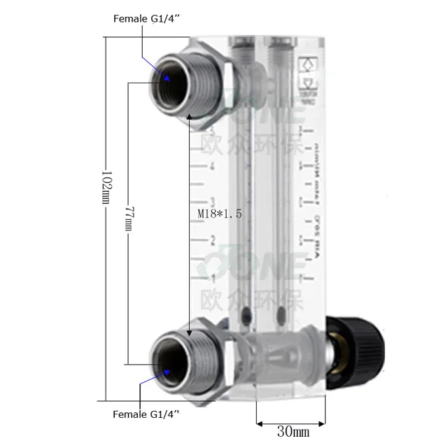 Long Service Life1-20L/min Gas Rota Flow Meter With Adjustable Valve ...