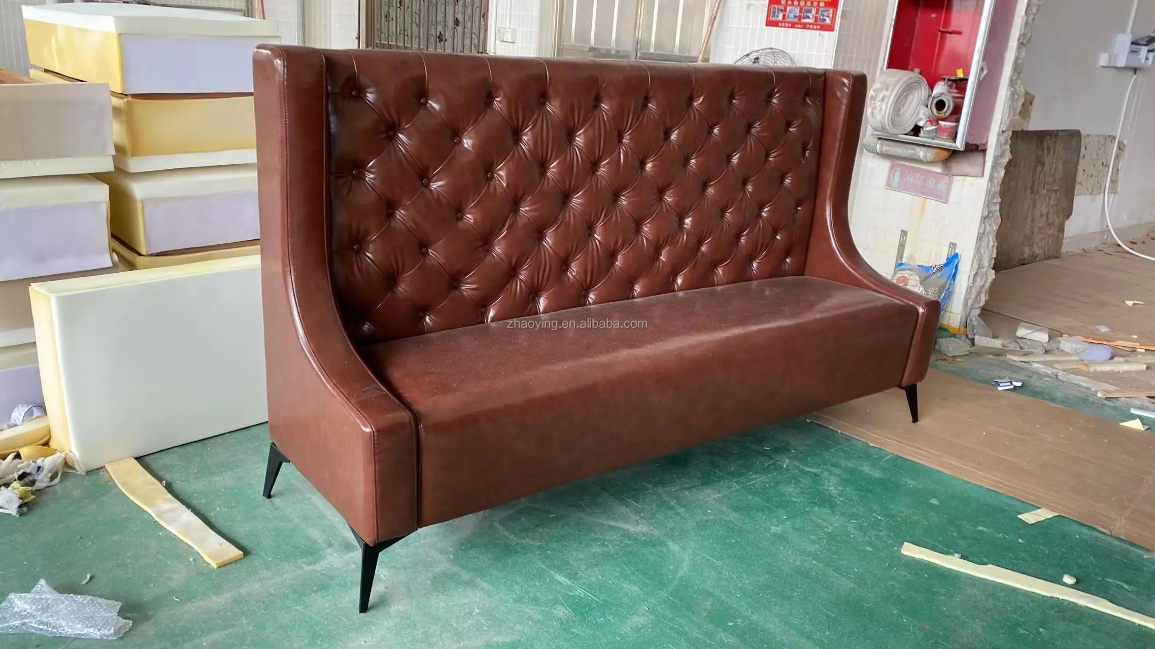 Modern Restaurant Banquette Booth Seating Corner Fabric Tufted Sofa ...