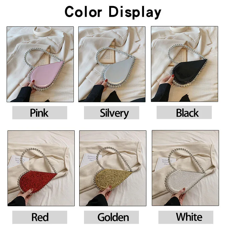 Fashion Heart Shaped Hand Bags Rhinestone Clutch Bags Purse Diamond ...