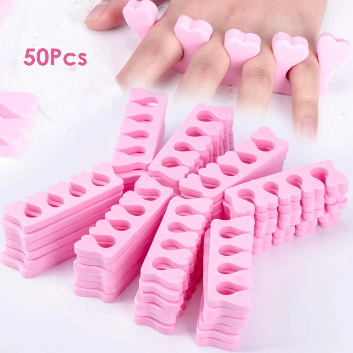 Pink Sponge Finger Toe Separators - Nail Polish Care Tools