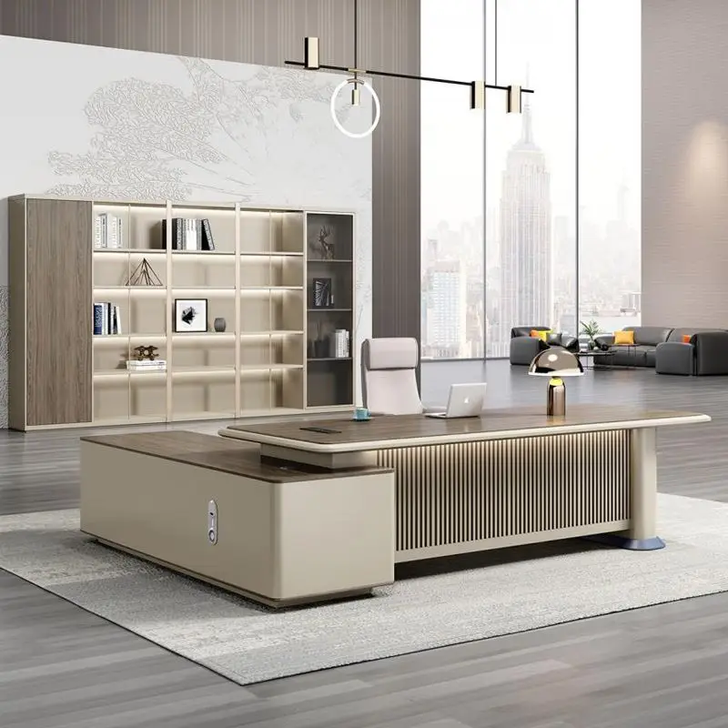 Luxurious L-shaped Industrial Style Executive Office Desk Furniture CEO ...