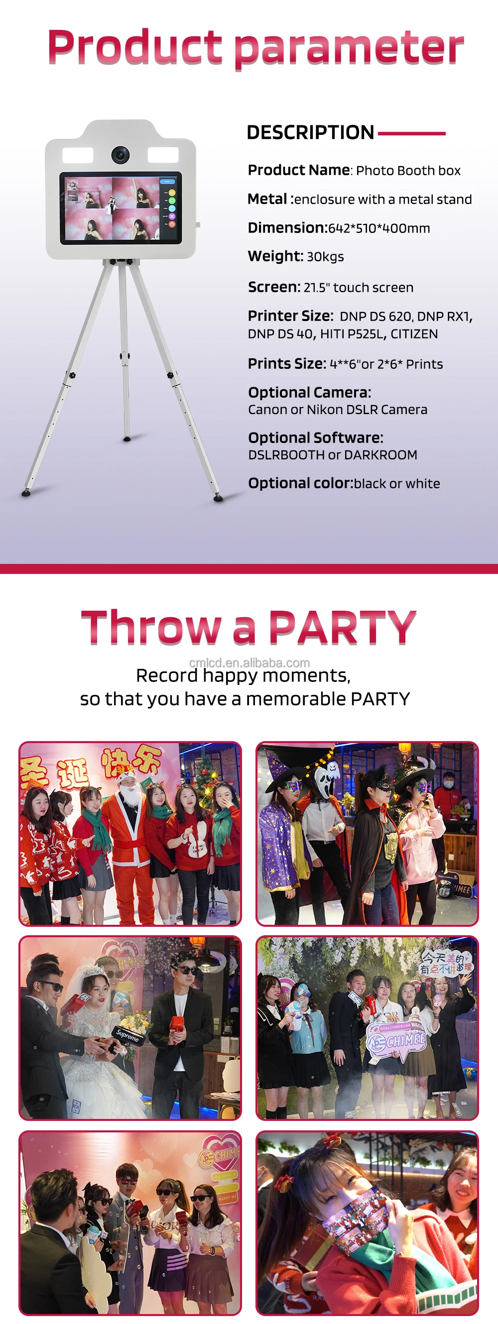 Portable Selfie Machine Photo Booth 21.5 Inch Touch Screen Instant ...