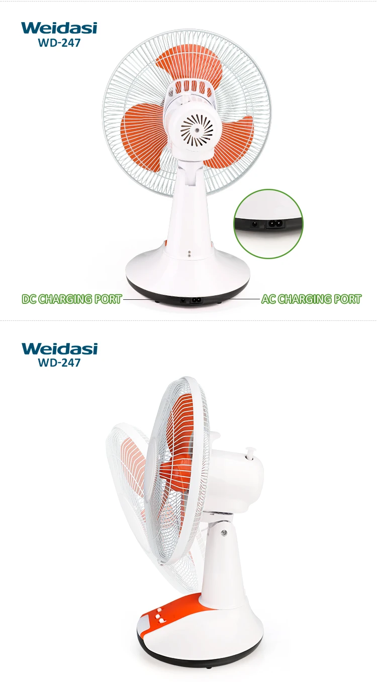 Electric Desk Ac Dc Rechargeable Table Fan 12 Inches Rechargeable ...