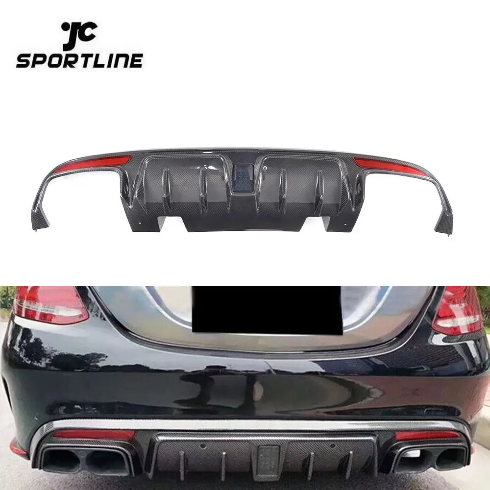 W205 Sport Carbon Fiber Rear Diffuser Lip for Mercedes Benz C300 C400 ...