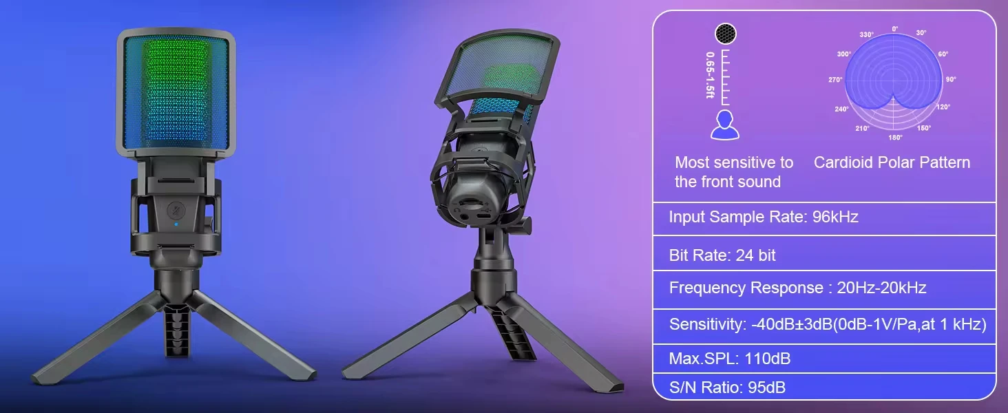 USB RGB Microphone - Professional Gaming and Recording