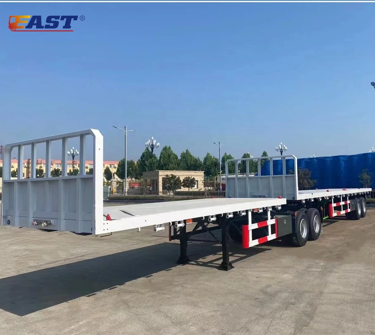 East Super Tandem Container Transport Trailer Tandem Flatbed Trailer ...