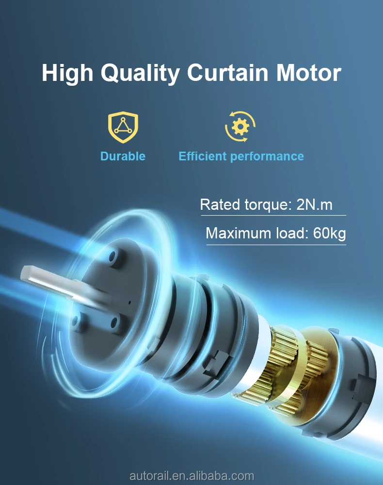 AUTORAIL Aluminum Curtain Head Rail - Straight & Curved Track