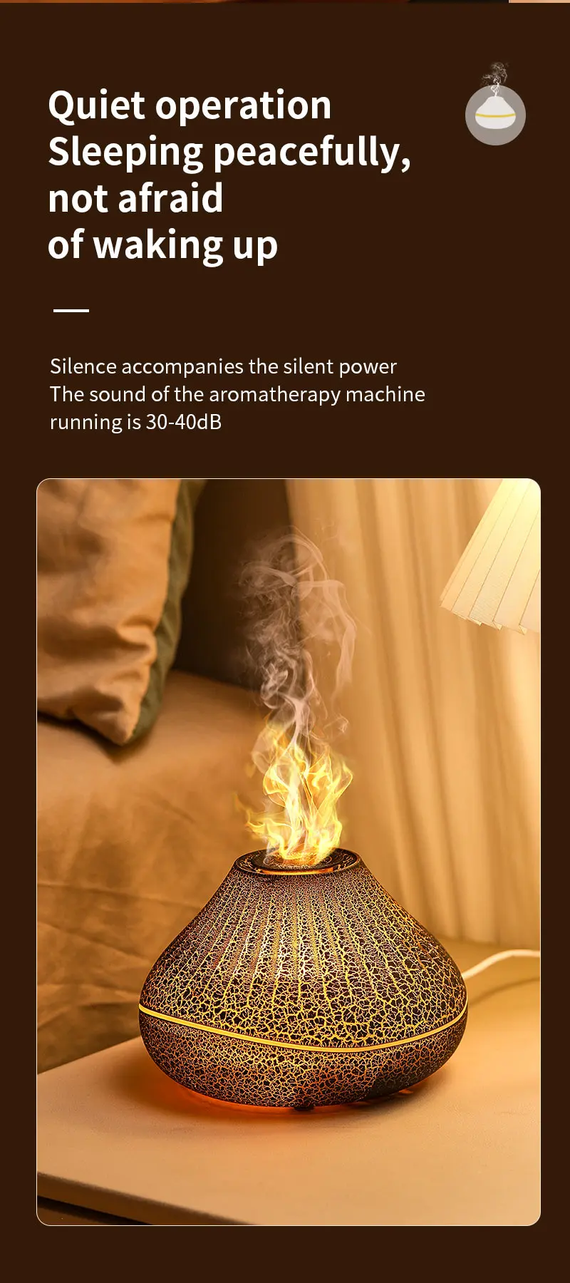 Ultrasonic Aroma Humidifier - Simulated 3D Flame Diffuser