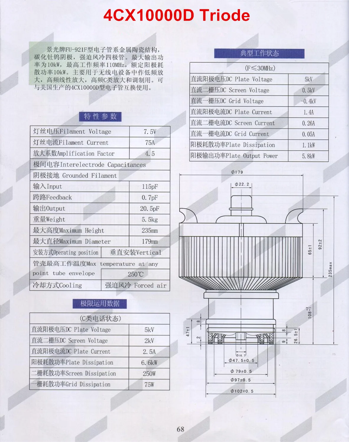 4CX10000D RF Triode Tube - High Frequency Welder