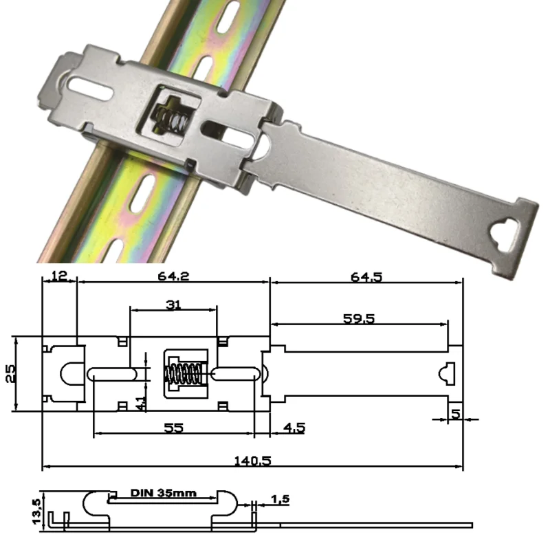 Dinrail Clip 35mm - Standard Mounting Bracket for C35C45 Rail