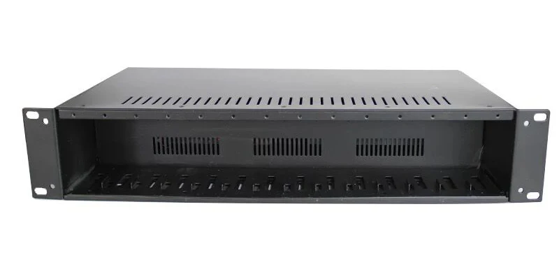2U 14 Ports 19 Inch Single Fiber Media Converter Rack Mount Chassis